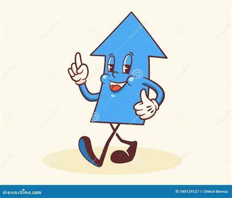 Cute Vector Geometric Arrow Character Illustration Groovy Cartoon