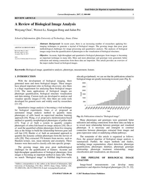 Pdf A Review Of Biological Image Analysis