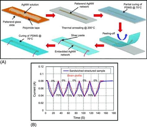 14 A Fabrication Flow Of Agnw Pdms Based Strain Sensor B Response