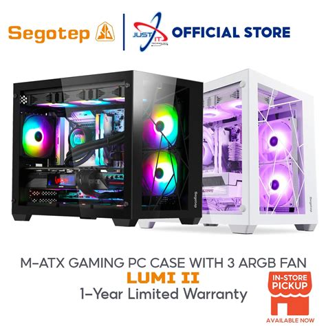 Segotep Lumi II M ATX Gaming Casing With 3 ARGB Fan Black White Shopee Malaysia