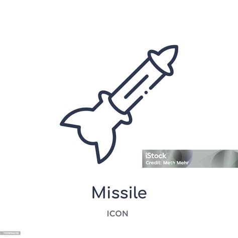 육군 및 전쟁 개요 컬렉션에서 선형 미사일 아이콘입니다 얇은 라인 미사일 벡터 흰색 배경에 고립입니다 미사일 유행 삽화 무기에 대한 스톡 벡터 아트 및 기타 이미지 Istock