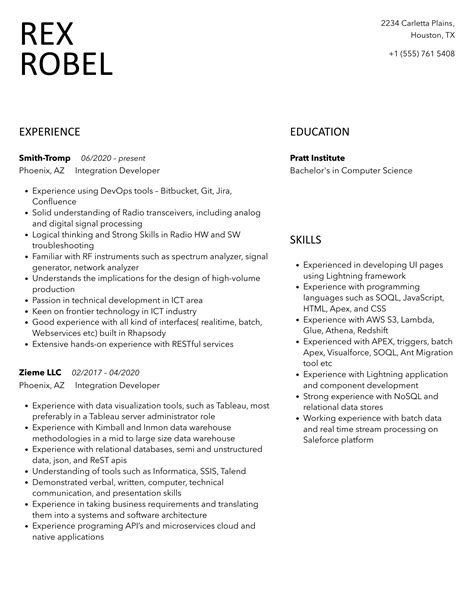 Integration Developer Resume Samples Velvet Jobs