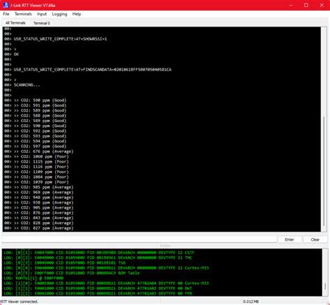JLinkRTTViewer Co2 Output Electronics Lab Com