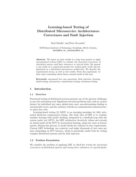 Pdf Learning Based Testing Of Distributed Microservice Architectures