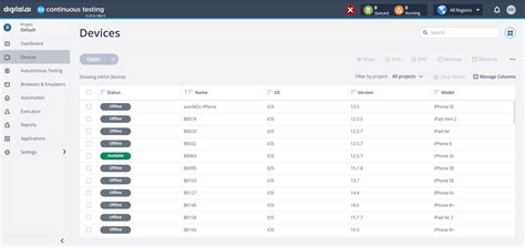 manage project devices · digital ai continuous testing