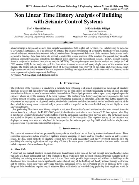 non linear time history analysis of building with seismic control