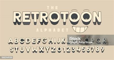 Retrotoon 빈티지 만화 스타일 글꼴 세피아 복고풍 효과가 있는 프리미엄 3d 알파벳 서체 1930 1939 년에 대한 스톡 벡터 아트 및 기타 이미지 Istock