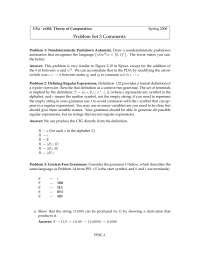 Problem Set 3 With Solution Theory Of Computation CS 3102 Docsity