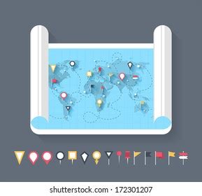 Vector Set Different Types Flat Map Stock Vector Royalty Free Shutterstock