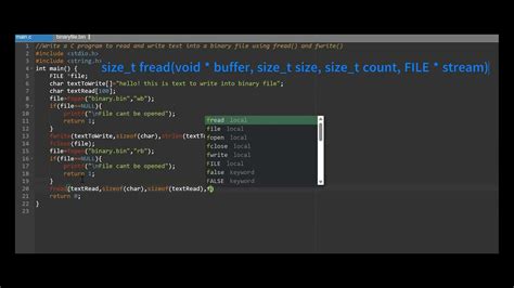 Write A C Program To Read And Write Text Into A Binary File Using Fread