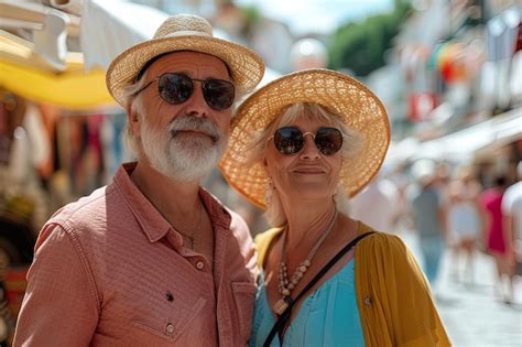 Premium Photo Adult Couple Strolling Through A Street Market During