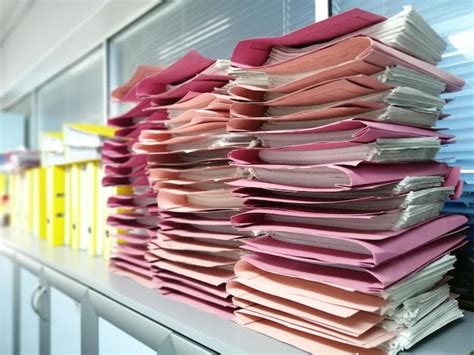 Premium Photo Stack Of Files At Office