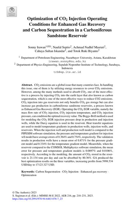 pdf optimization of co2 injection operating conditions for enhanced