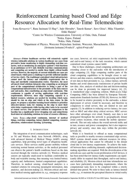 reinforcement learning based cloud and edge resource allocation for