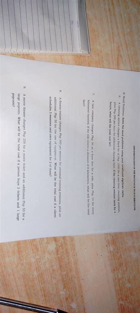 ii word problems solve the word problems using your newfound algebraic