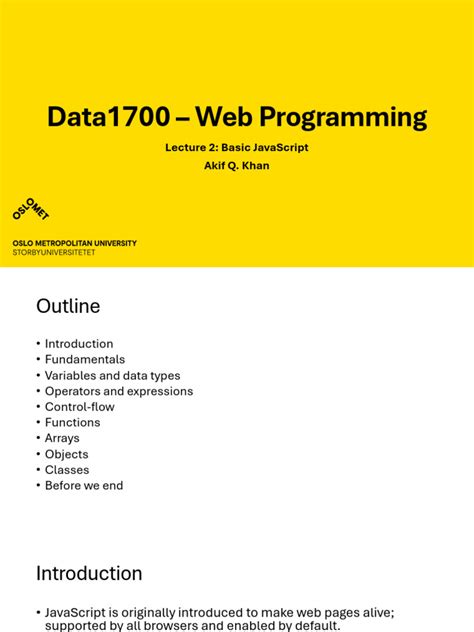 Lecture 2 Basic Javascript Pdf Class Computer Programming