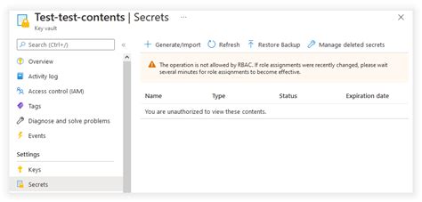 Inspecting Rbac Azure Key Vault Secrets You Are Unauthorized To View These Contents