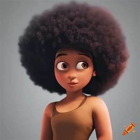 Disney Pixar 3d Image Of A Curvy Girl With Afro Hair On Craiyon