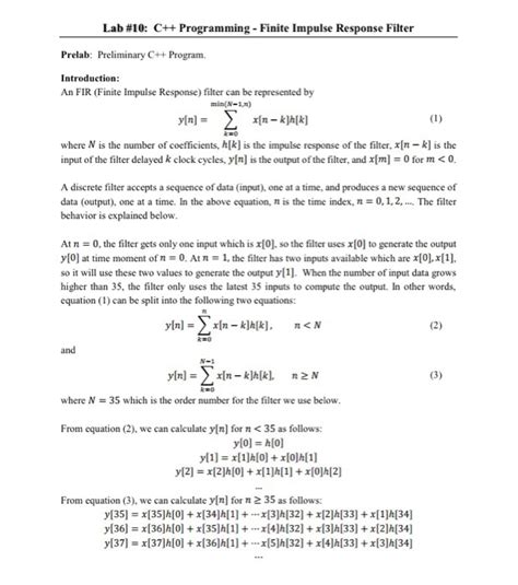 Lab 10 C Programming Finite Impulse Response