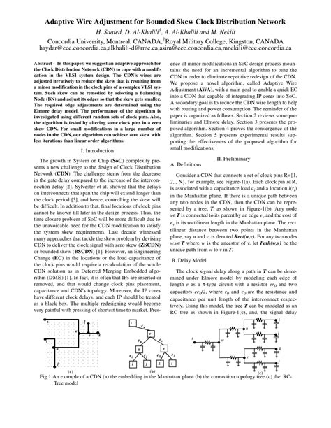 Pdf Adaptive Wire Adjustment For Bounded Skew Clock Distribution Network