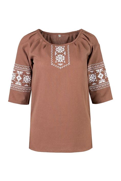 ᐉ Дитяча блуза вышиванка Пани для девочки мокко по цене 450 грн Купить Вышиванки для девочек