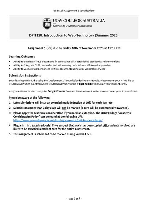 Assignment 1 Specification Dpit128 Introduction To Web Technology
