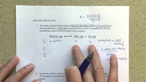 Ice Table Chemistry Worksheet