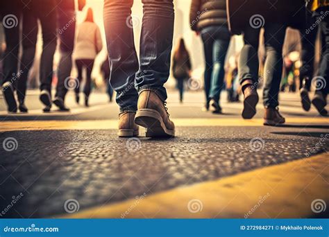 Group Of People Walking On The Crosswalk Neural Network Ai Generated Stock Illustration