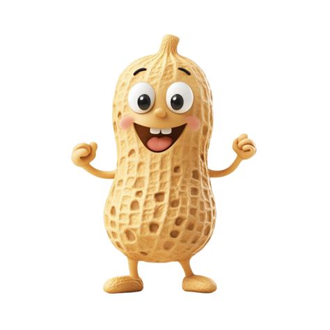 Cheerful Animated Peanut Character With A Happy Expression And Open