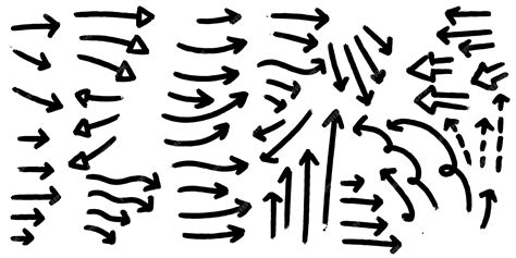 픽토그램 포인터 또는 프레젠테이션 디자인 요소에 대한 손 그리기 화살표 사용 집합 화살표 스케치 수제 낙서는 흰색 배경 벡터 그림에 격리된 기호 기호 위로 스 와이프합니다