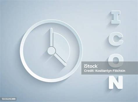 회색 배경에 격리 된 시간 관리 아이콘을 잘라냅니다 시계 기호입니다 생산성 기호입니다 종이 아트 스타일입니다 벡터 일러스트레이션 3차원 형태에 대한 스톡 벡터 아트 및 기타