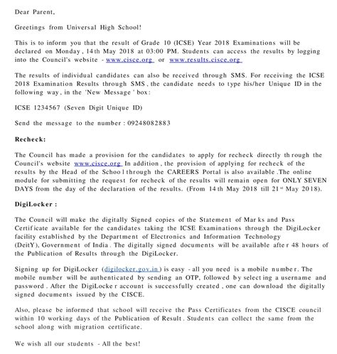 ICSE Grade Result On Th May EISN