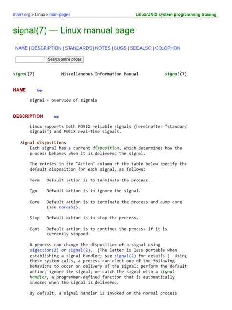 Signal 7 Linux Manual Page Pdf Computer Science Concurrent