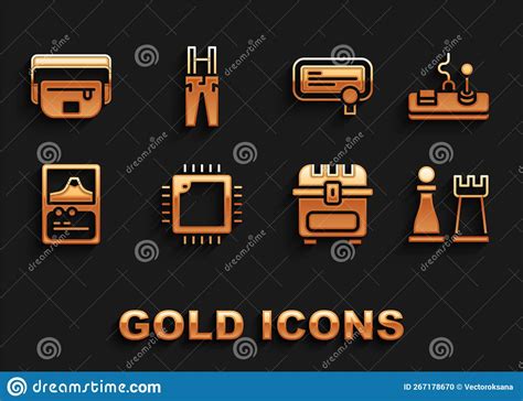Set Processor With Cpu Gamepad Chess Antique Treasure Chest Card Game Certificate Template