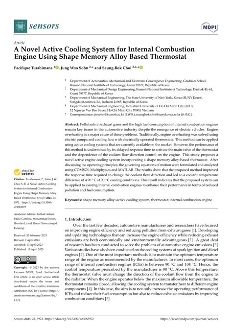 Pdf A Novel Active Cooling System For Internal Combustion Engine