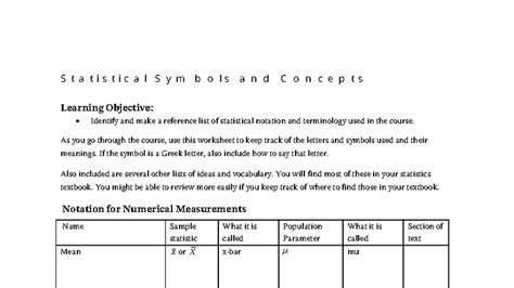Statistical Symbols And Concepts 17 Notation And Terminology Guide