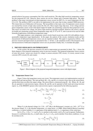 CMOS Temperature Sensor With Programmable Temperature Range For Biomedical Applications PDF