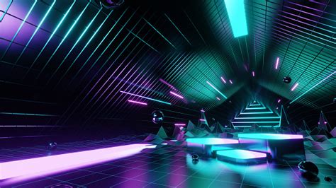 3d 추상 네온 배경 다각형 구조와 기하학적 배경 사이버 공간 가상 현실 연단 쇼 제품 제품을위한 장소 색깔네온 조명 복고풍 공상 과학 스타일 0명에 대한 스톡 사진 및