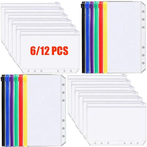 노트북 바인더용 지퍼 폴더 방수 Pvc 잎 파우치 서류 정리 가방 6 링 바인더 포켓 A6 바인더 6 개 12 개 Best Item