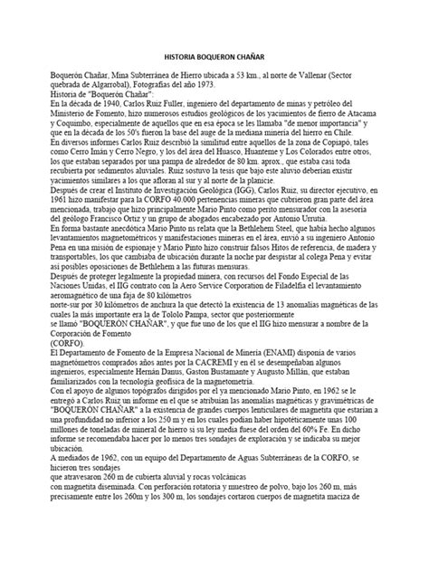 Historia Boqueron Chañar Pdf Minería Suecia