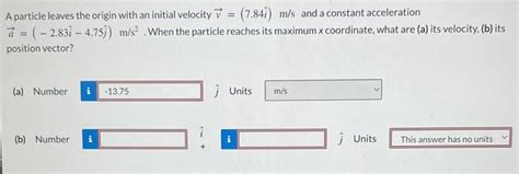 Solved A Particle Leaves The Origin With An Initial Velocity Chegg