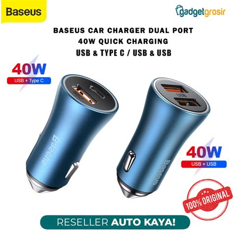 Jual Car Charger Baseus Golden Contactor Pro Dual Port Usb Type C W Quick Charging Charger