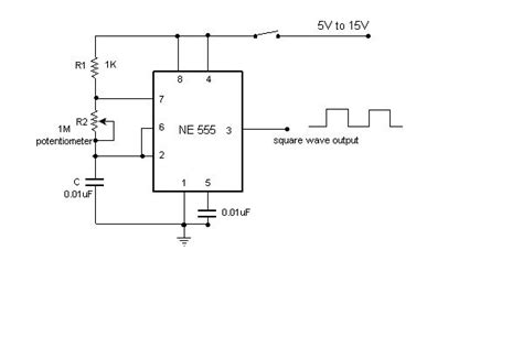 Square Wave NE555 Oscillator Circuit