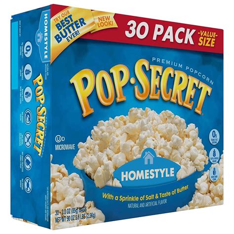 Pop Secret Homestyle Premium Microwave Popcorn 30 Pack Value Box