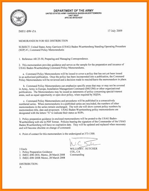 Army Memorandum Template Word