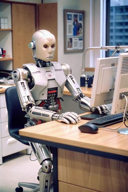 Artificial Intelligence Robot Managing Business With Smart Robotic Technology Premium Ai