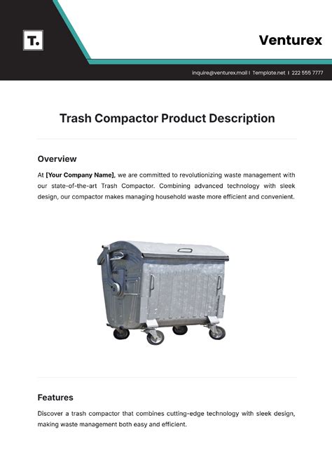 Free Trash Compactor Product Description Template To Edit Online