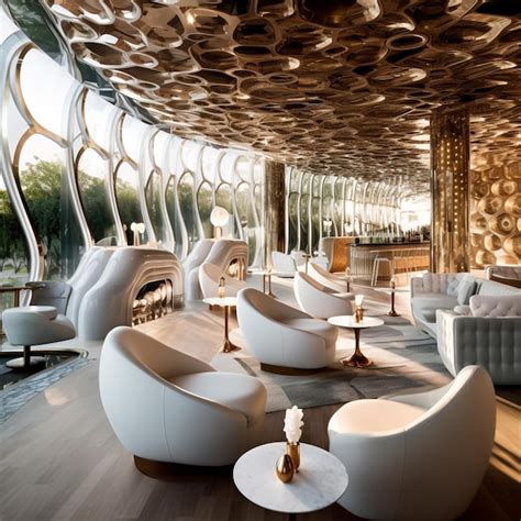 Premium Ai Image There Are Many Chairs And Tables In A Room With A Large Window Generative Ai