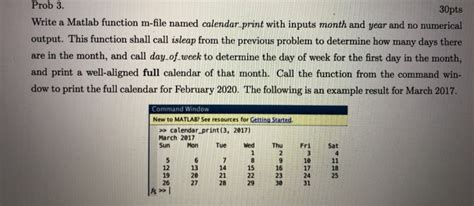 Solved Prob 3 30pts Write A Matlab Function M File Named