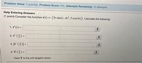 T Consider The Function R T 5tsin T 4t2 3cos 4t